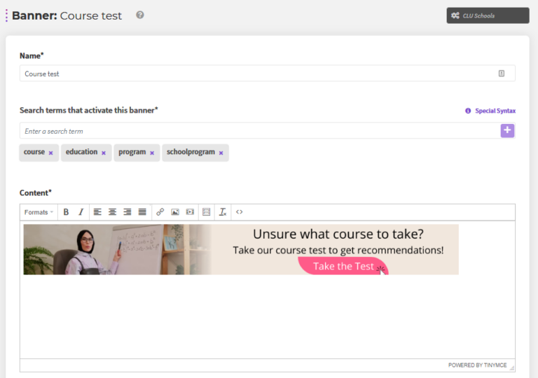 Banners | Cludo Help Center
