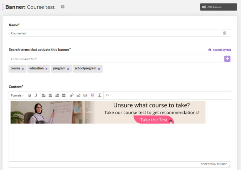 Banners | Cludo Help Center