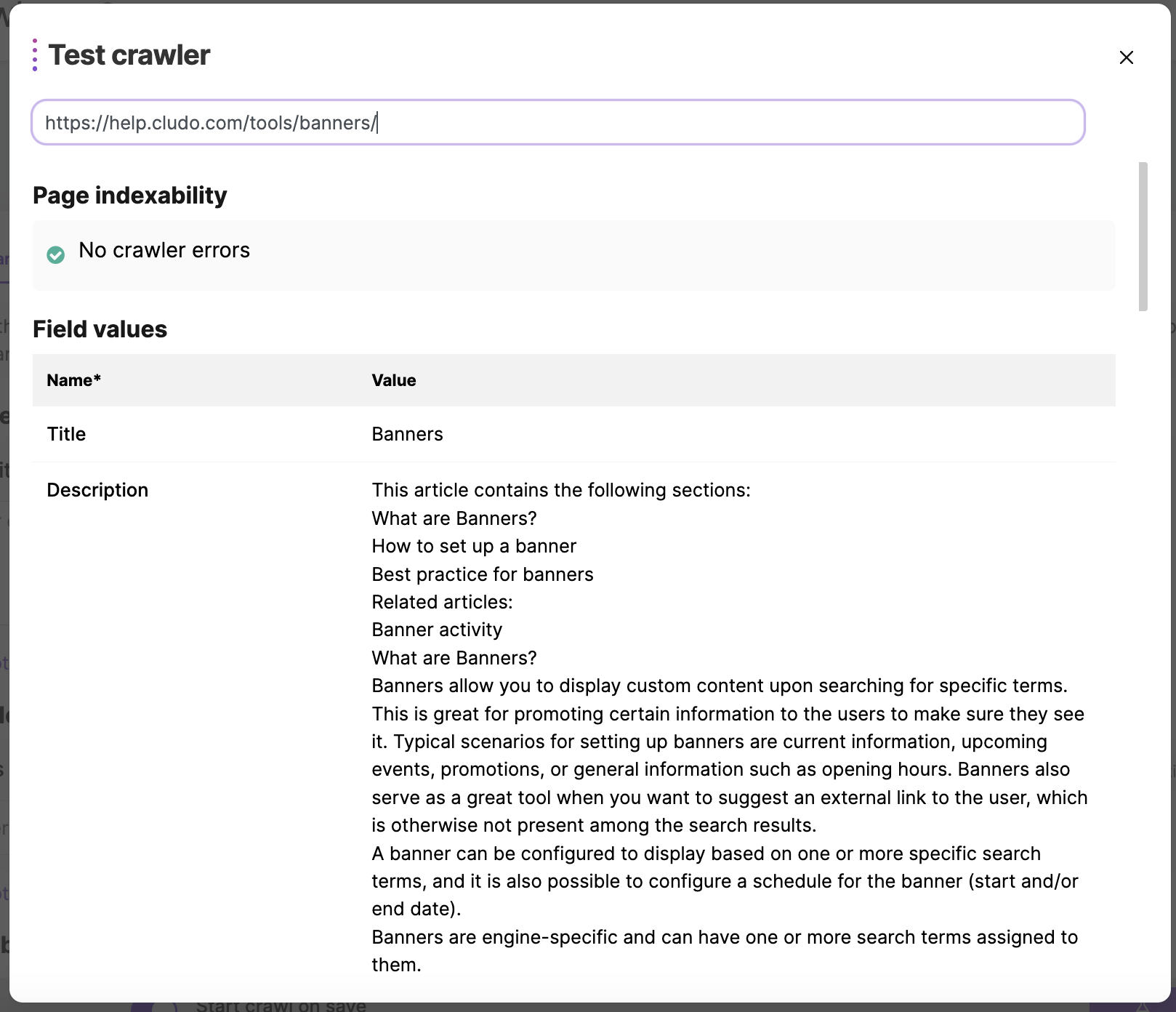 Crawlers | Cludo Help Center